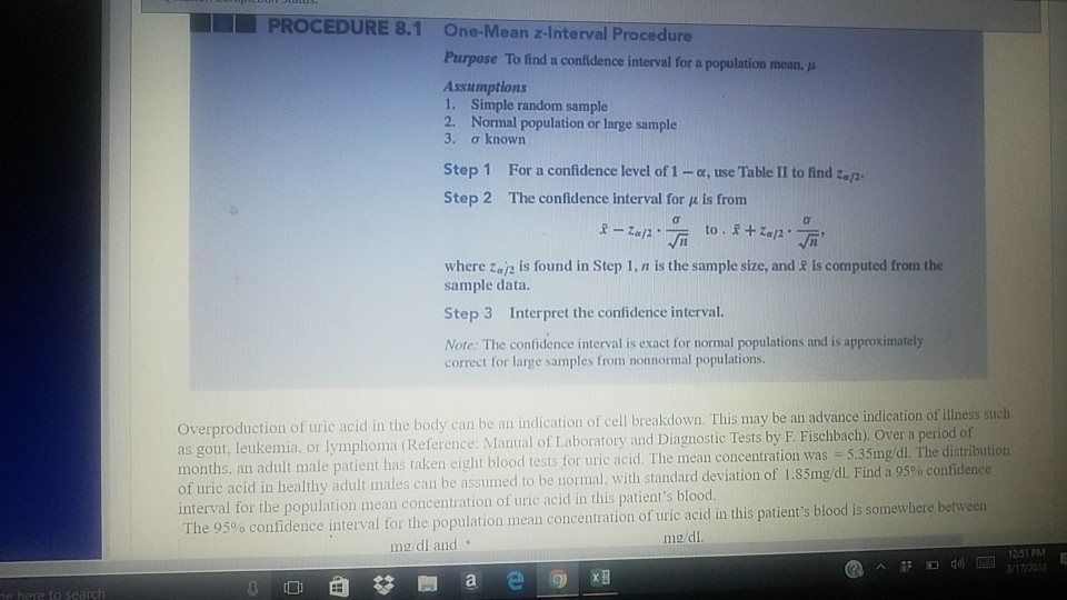 Solved 111 PROCEDURE 8.1 one-Mean z-Interval Procedure | Chegg.com