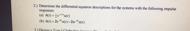 Solved Determine the differential equation descriptions for | Chegg.com
