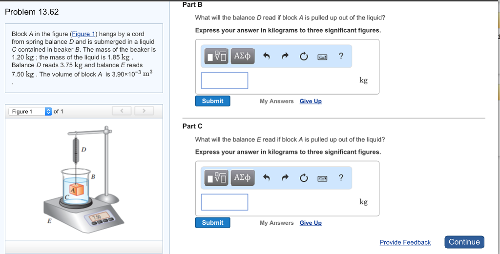 Solved Problem 13.62 from spring balance D and is submerged | Chegg.com