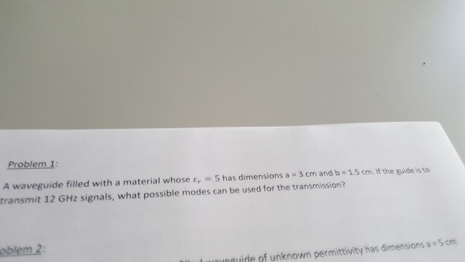 Solved A waveguide filled with a material whose epsilon_r = | Chegg.com