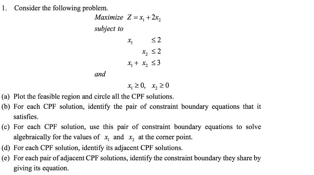 Solved 1 Consider The Following Problem Maximize Z X12x2