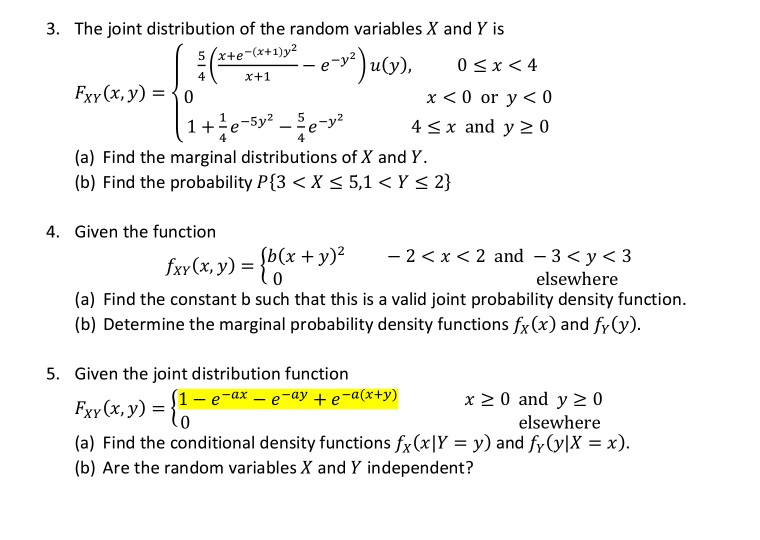 Solved 3. The joint distribution of the random variables X | Chegg.com