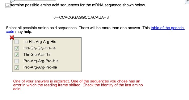 Solved Determine possible amino acid sequences for the mRNA | Chegg.com