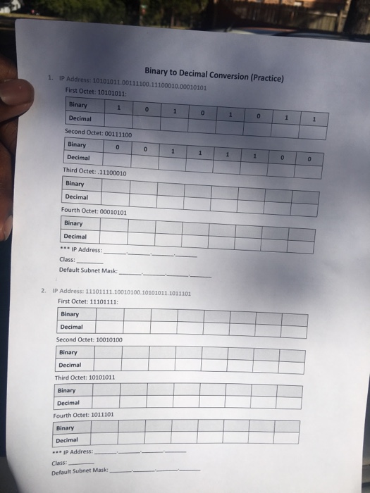 Solved Binary to Decimal Conversion (Practice) 1. IP | Chegg.com
