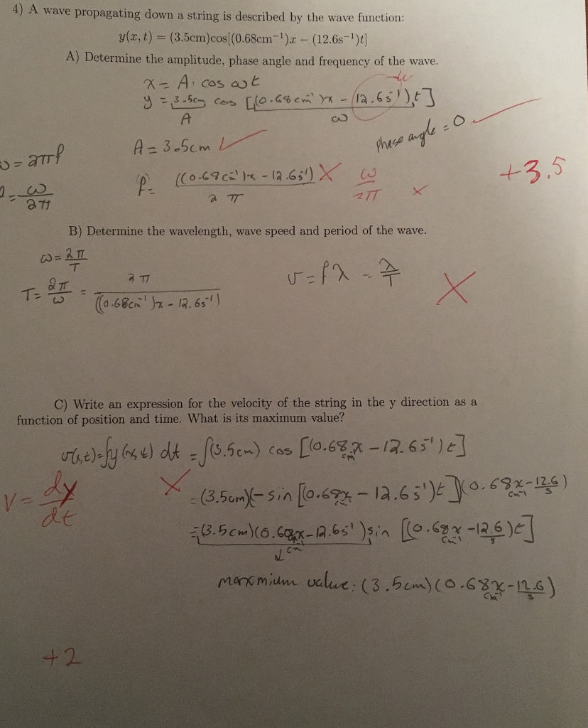 Solved 4) A wave propagating down a string is described by | Chegg.com