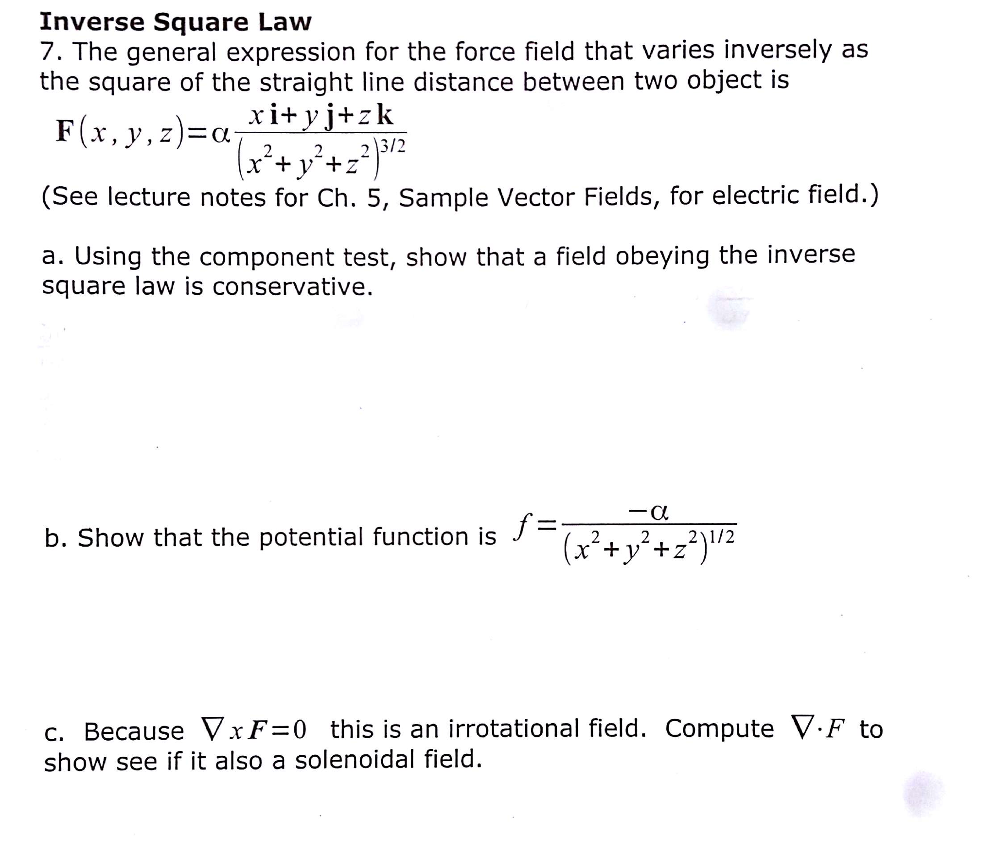 Solved Inverse Square Law The general expression for the | Chegg.com