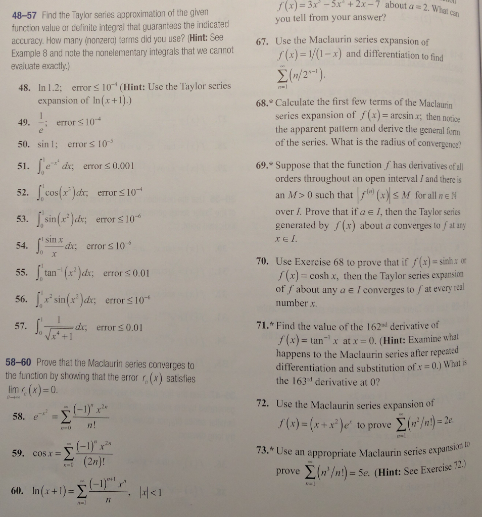 Solved How do we find the Taylor series approximation to the | Chegg.com
