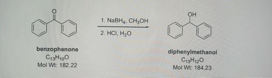 Solved 0 orc OH 1. NaBH4. CH3OH 2. HCI, H2O benzophenone | Chegg.com