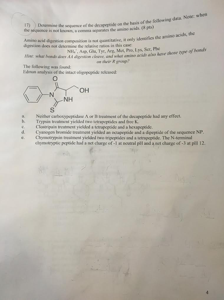 Solved Determine the sequence of the decapeptide on the | Chegg.com