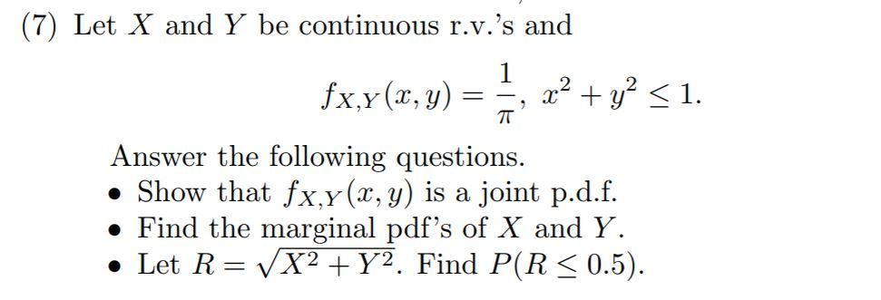 Solved (8) Let X and Y be continuous r.v.'s having joint pdf | Chegg.com