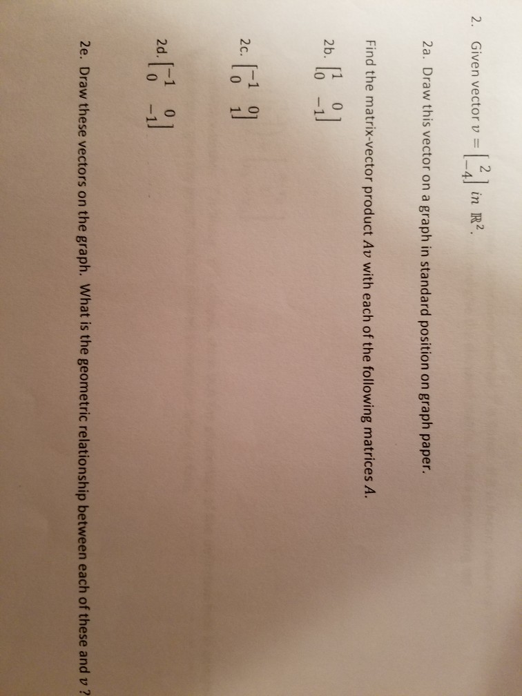 Solved 2. Given vector vin R2 2a. Draw this vector on a | Chegg.com
