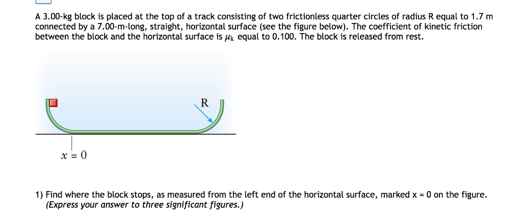 Solved A 3.00-kg block is placed at the top of a track | Chegg.com