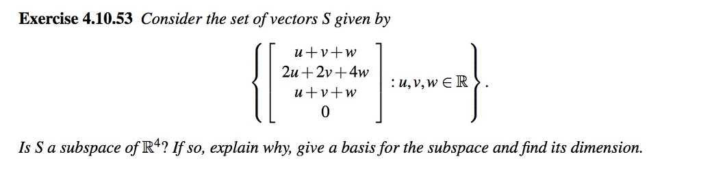 Solved Exercise 4 10 53 Consider The Set Of Vectors S Given