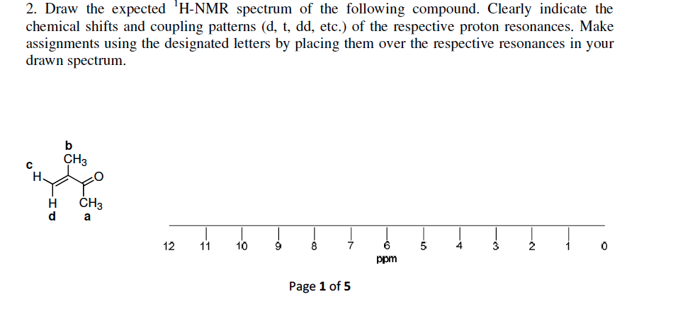 Solved 2. Draw the expected 1H-NMR spectrum of the following | Chegg.com