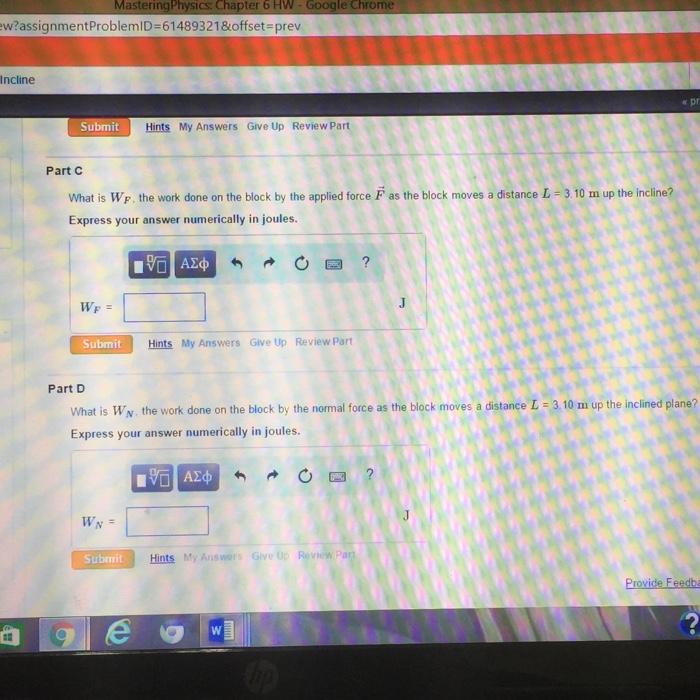 Solved moving trom Work on a Block Sliding Up a Frictionless | Chegg.com