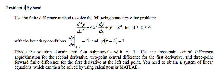 Problem 1 By hand Use the finite difference method to | Chegg.com