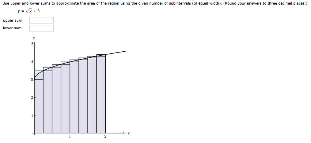 Solved Use upper and lower sums to approximate the area of | Chegg.com