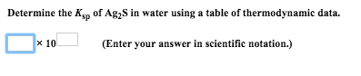Solved Determine the Ksp of Ag2S in water using a table of | Chegg.com