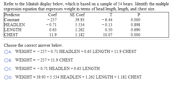 Solved Refer to the Minitab display below, which is based on | Chegg.com
