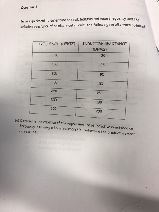 Solved Question 3 In an experiment to determine the | Chegg.com