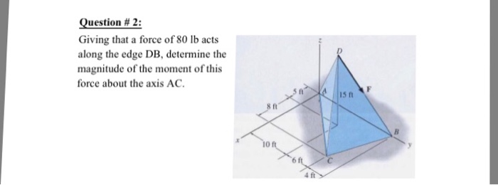 Solved Giving that a force of 80 lb acts along the edge DB, | Chegg.com