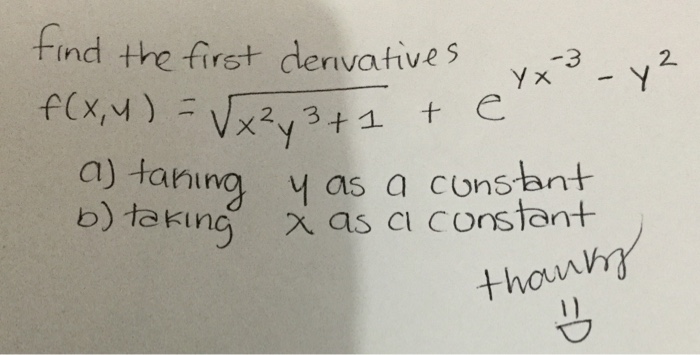 Solved Find the first derivatives f(x, y) = squareroot x^2 | Chegg.com