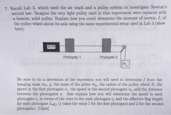 Solved Recall Lab 3, which used the air track and a pulley | Chegg.com