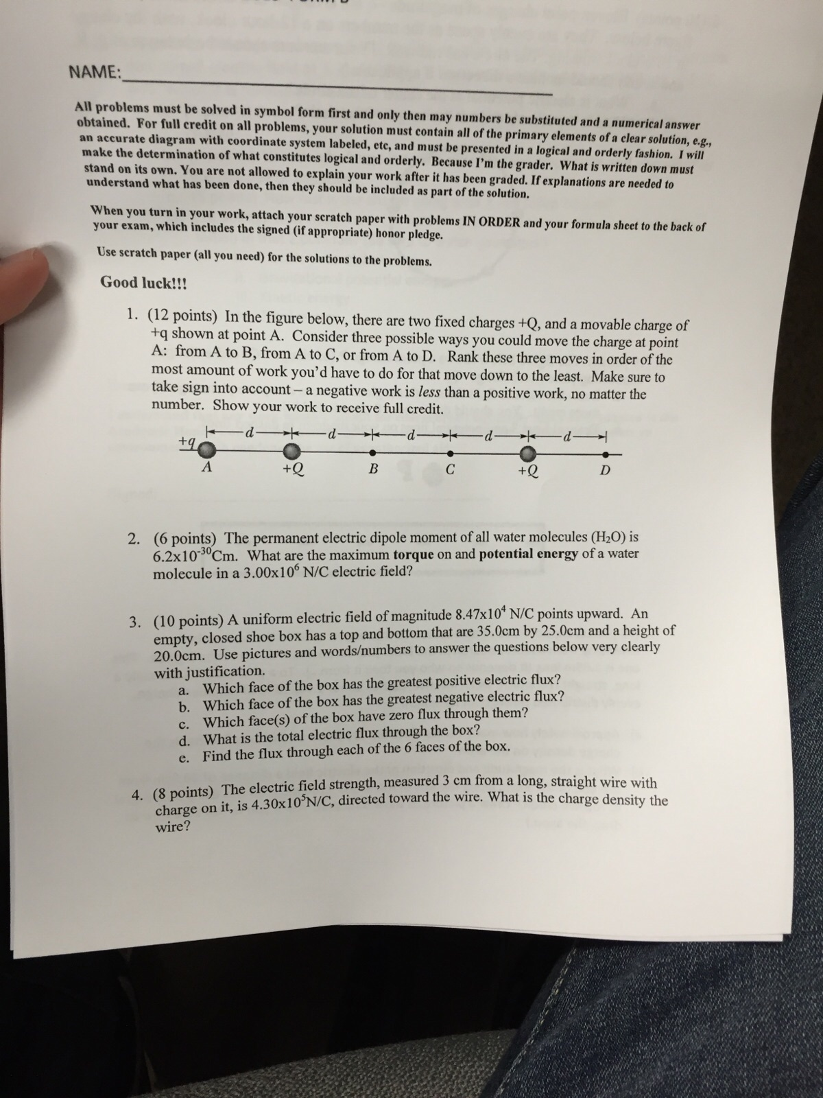 Solved All problems must be solved in symbol form first and | Chegg.com