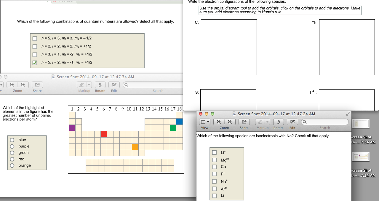 Solved Which of the following combinations of quantum | Chegg.com