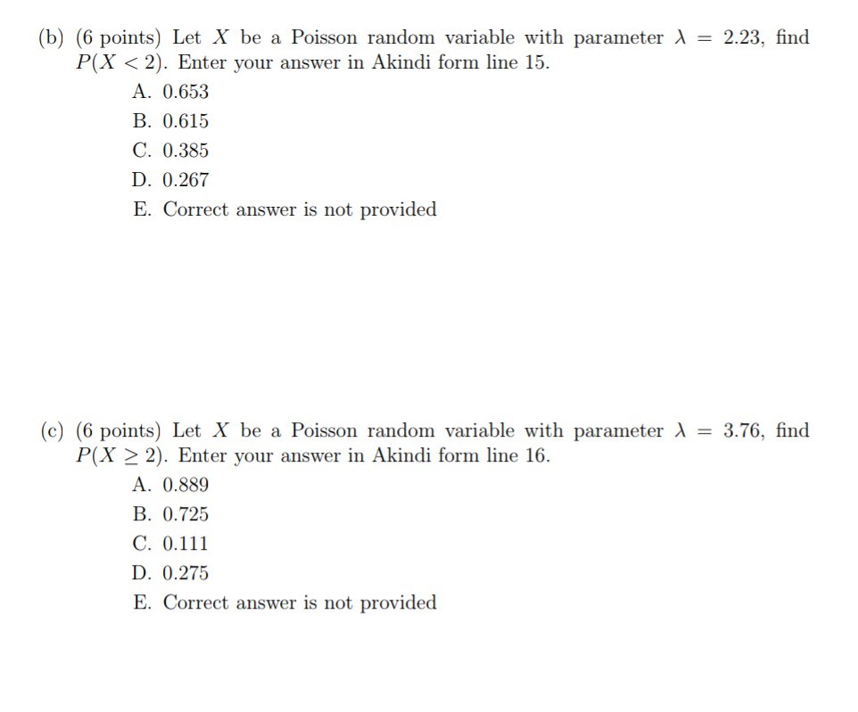 Solved (b) (6 points) Let X be a Poisson random variable | Chegg.com