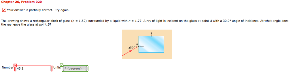 Solved The drawing shows a rectangular block of glass (n = | Chegg.com