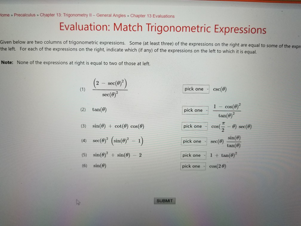 Solved ome » Precalculus > Chapter 13: Trigonometry II - | Chegg.com