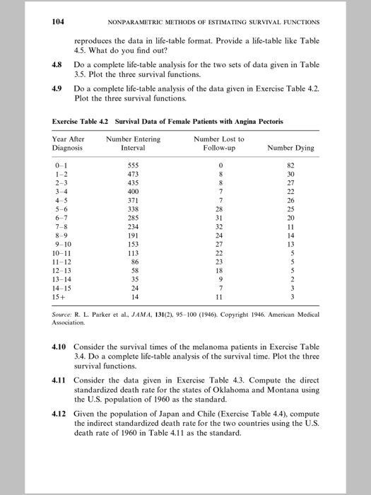 Solved Construct a clinical Life-Table, similar to Exercise | Chegg.com
