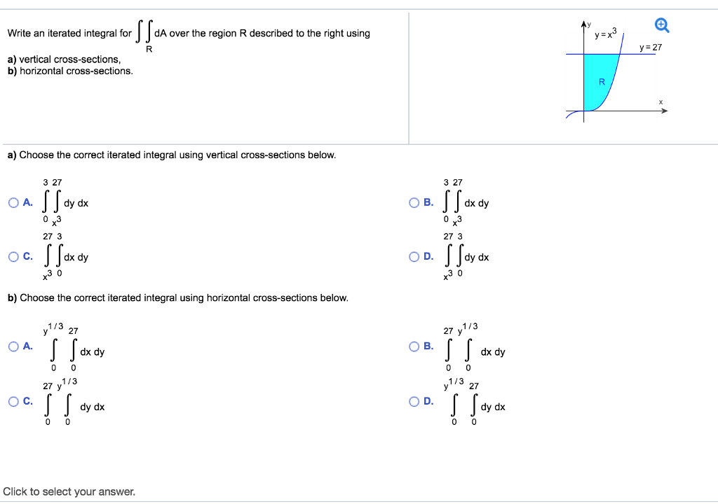 Solved Write an iterated integral fordA over the region R | Chegg.com