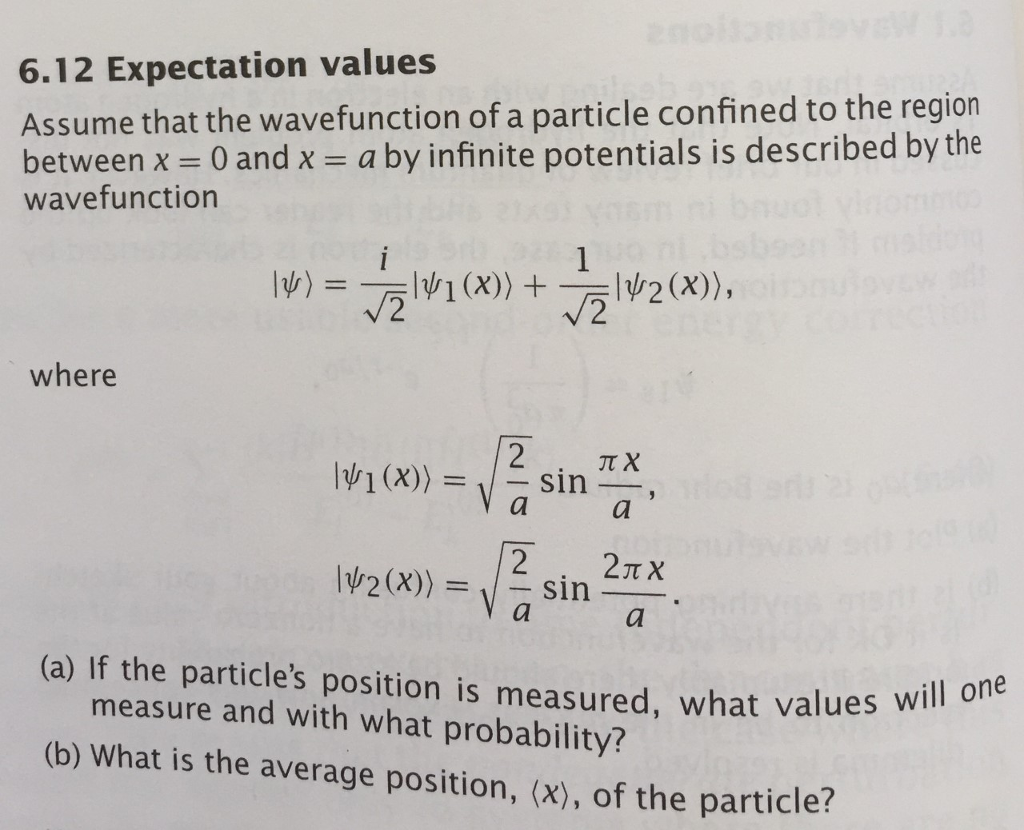 Solved 6 12 Expectation Values Assume That The Wavefunction