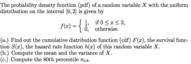 Solved The probability density function (pdf) of a random | Chegg.com