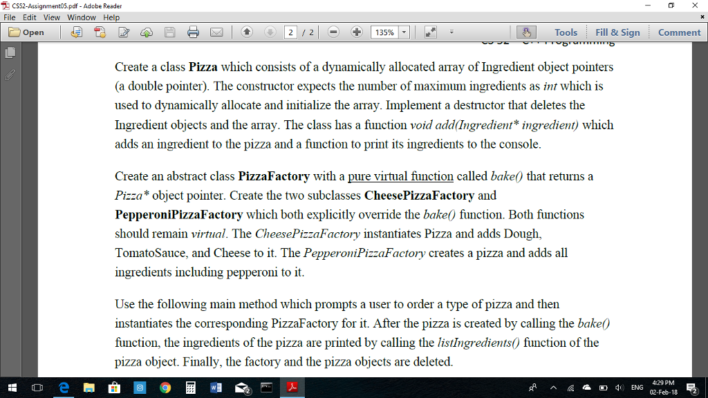 Solved CS52-Assignment05.pdf - Adobe Reader File Edit View | Chegg.com