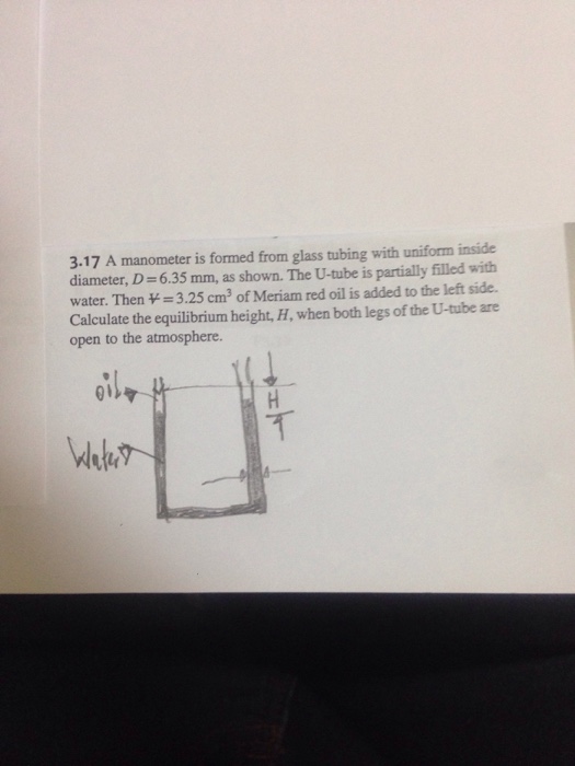 Solved A manometer is formed from glass tubing with uniform | Chegg.com