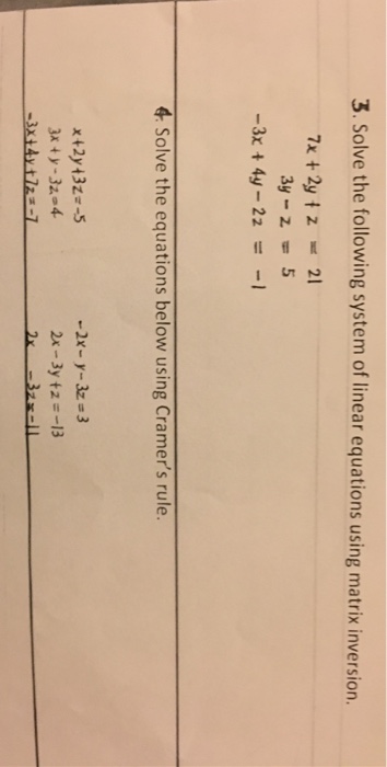 Solved Solve The Following System Of Linear Equations Using 