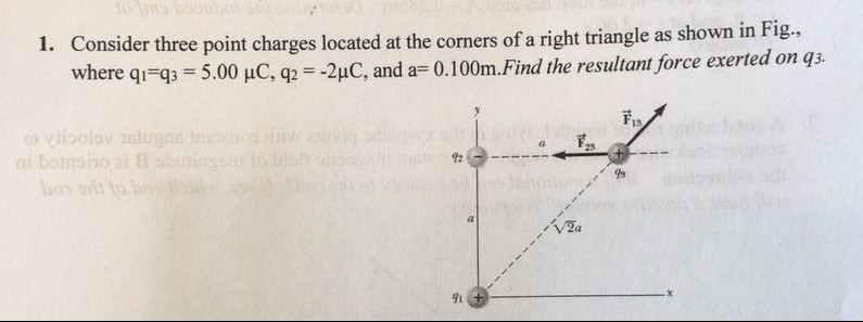 Solved 1. Consider three point charges located at the coners | Chegg.com