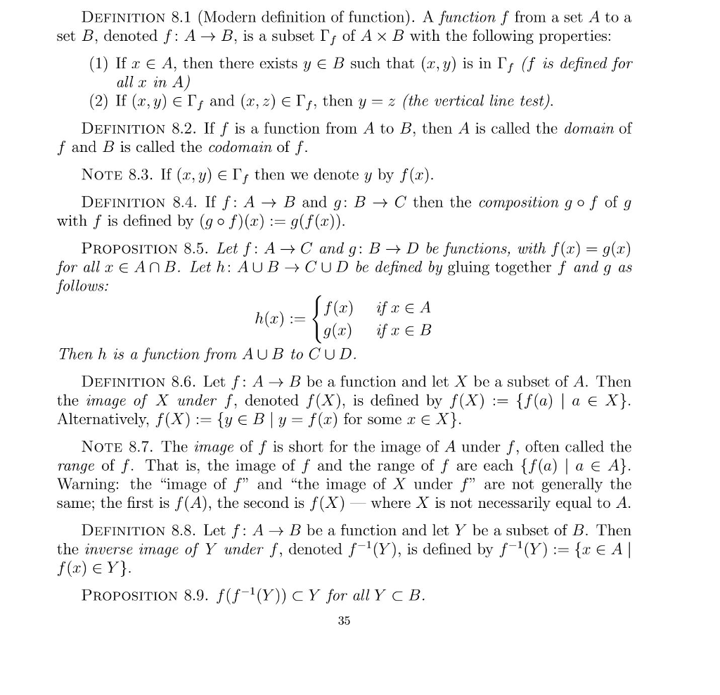 Solved Math functions set theory proof question. Can use the | Chegg.com