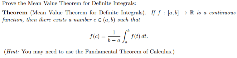 Solved Prove The Mean Value Theorem For Definite Integrals Chegg solved-prove-the-mean-value-theorem-for-definite-integrals-chegg