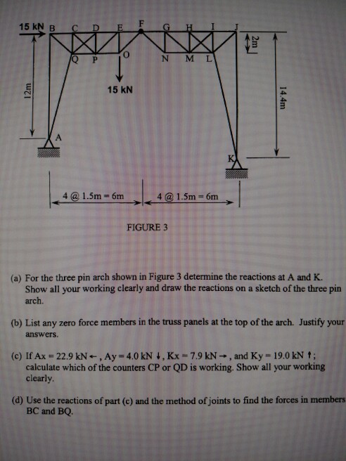 Solved 3 pin arch. The questions are in the photo. | Chegg.com