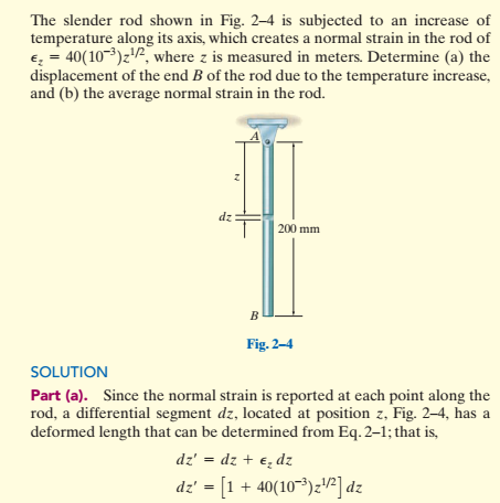 Solved The slender rod shown in Fig. 2-4 is subjected to an | Chegg.com
