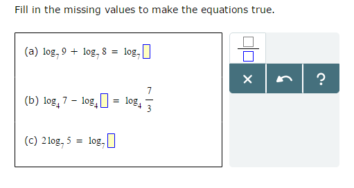 Solved Fill in the missing values to make the equations | Chegg.com