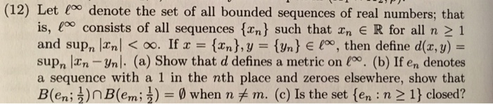 Solved Let denote the set of all bounded sequences of real | Chegg.com