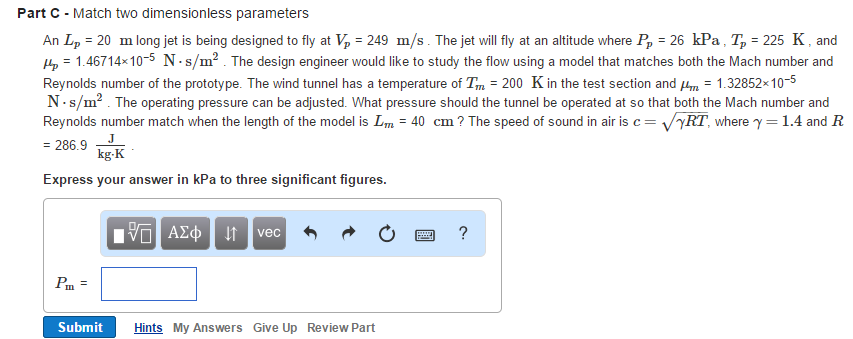 Solved Match two dimensionless parameters An L_p = 20 m | Chegg.com