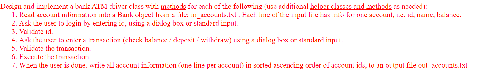 Solved Design and implement a bank ATM driver class with | Chegg.com