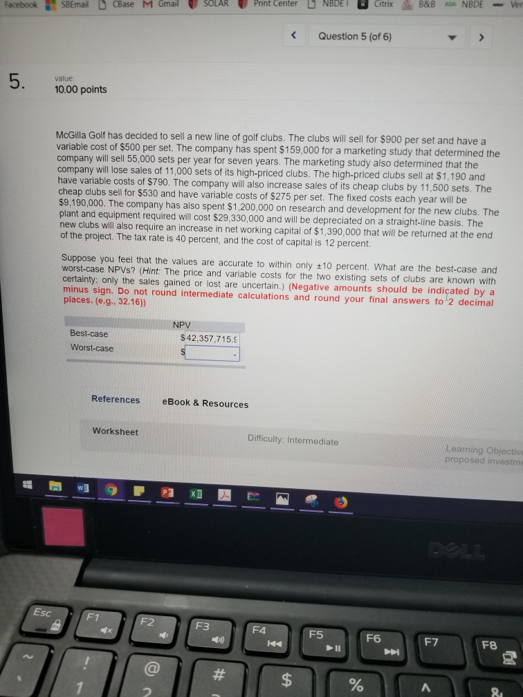 Solved Facebook SBEmail D CBase Gmail SOLAR Print Center | Chegg.com