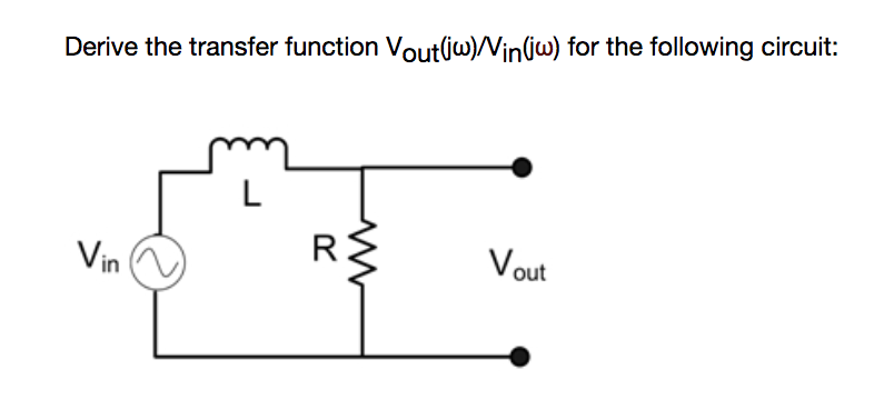 Solved Derive the transfer function Voutjw)Vinjw) for the | Chegg.com
